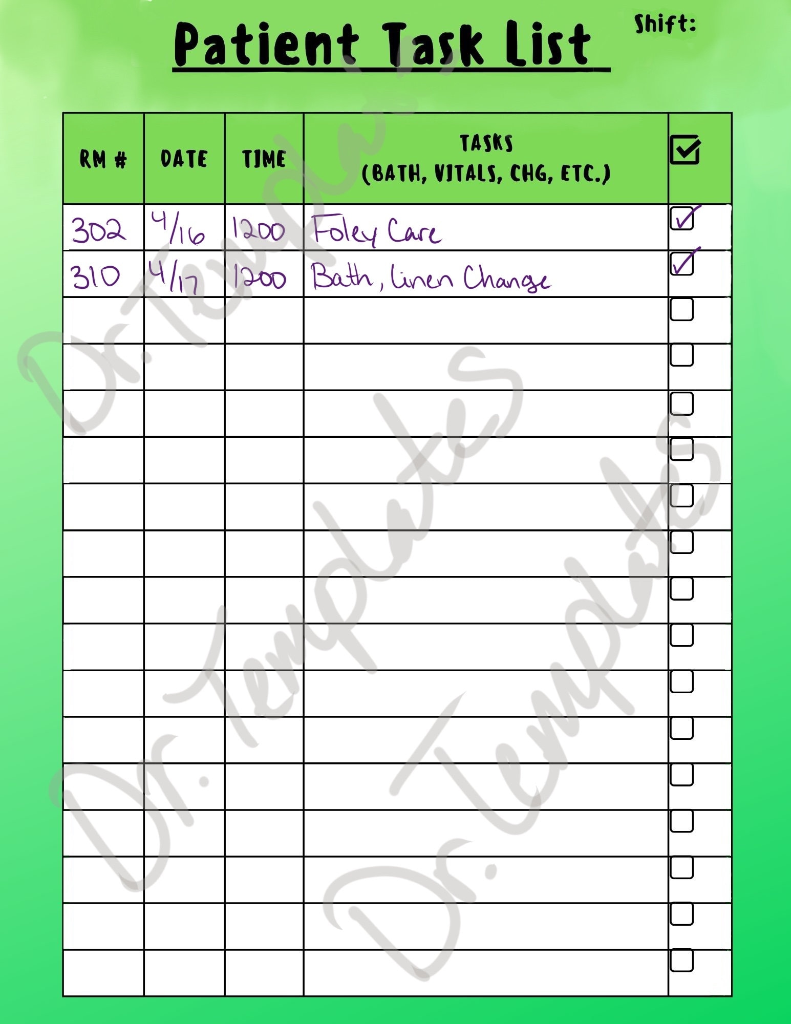 Patient Task List Chart - Etsy