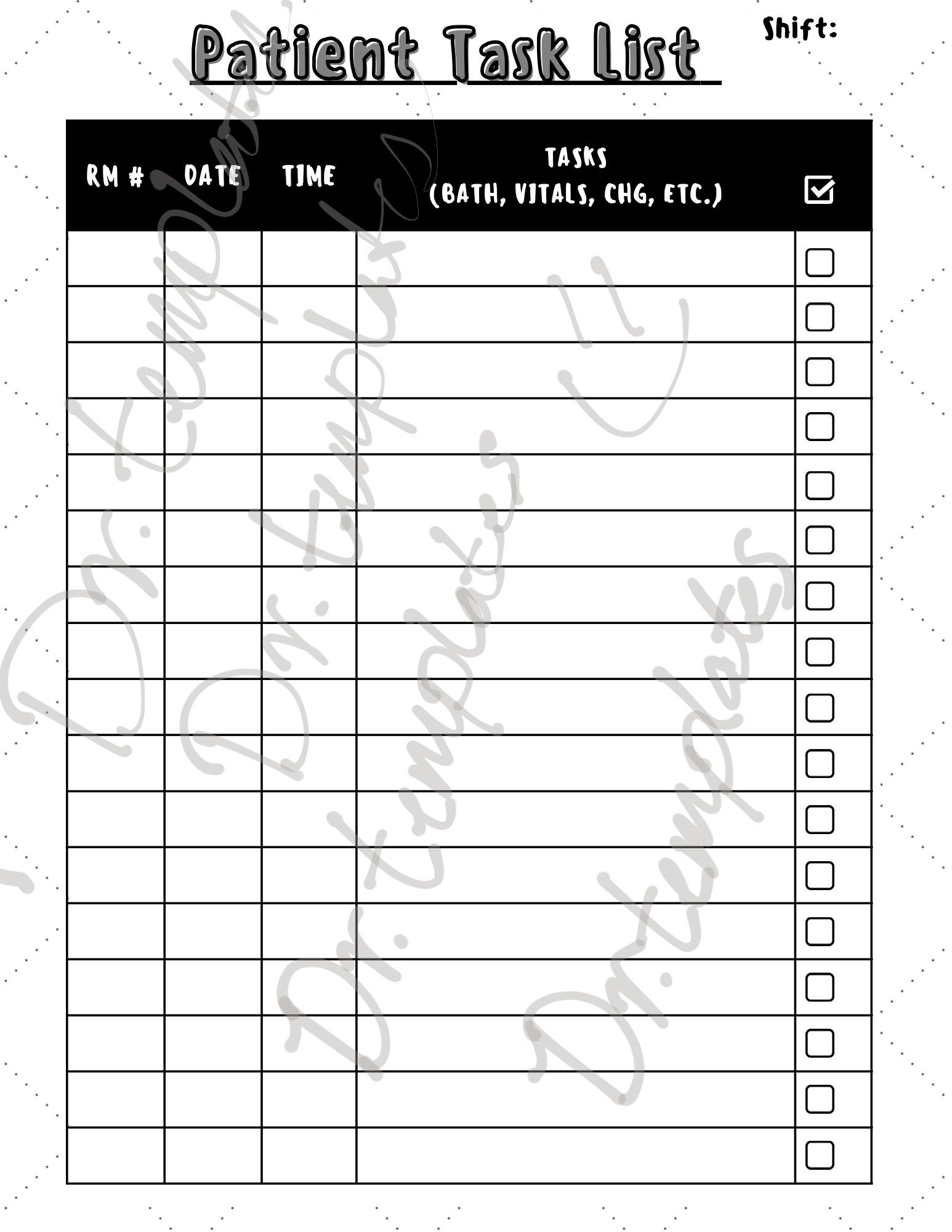 Patient Task List Chart - Etsy