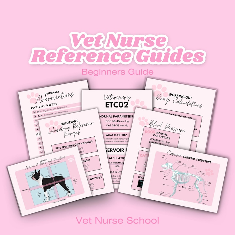 Vet Nurse Veterinary Nursing Reference Guide Pocket Poster DIGITAL ...