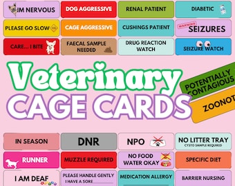 Veterinary Cage Cards - Temperament, Alerts and Safety Cards PINK - Etsy