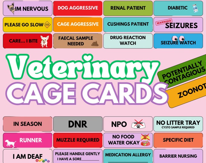 Vet Med Cage Cards Downloadable / Patient Kennel Alert - Etsy