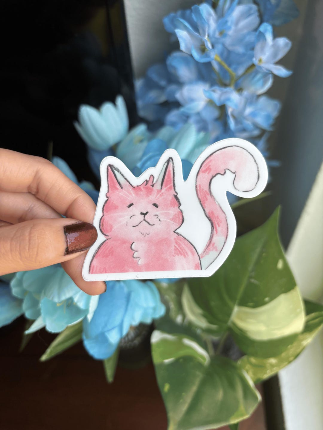 Pink Cat Sticker (large) - Etsy