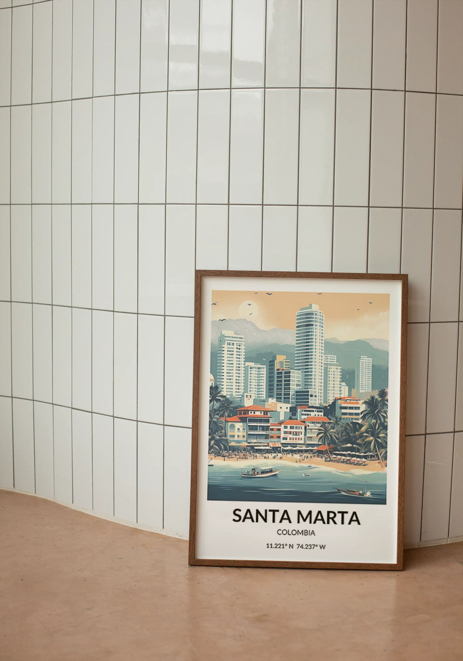 Santa Marta Poster, Santa Marta Painting, Colombia, Retro Style - Wall ...