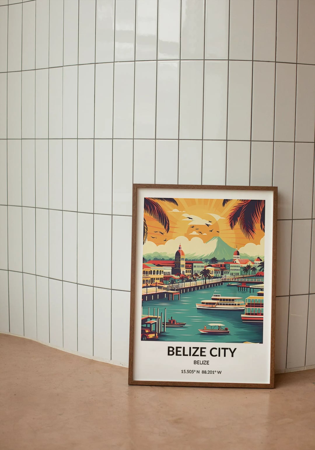 Belize City Poster, Retro Painting of Belize City, Belize Vintage Style ...