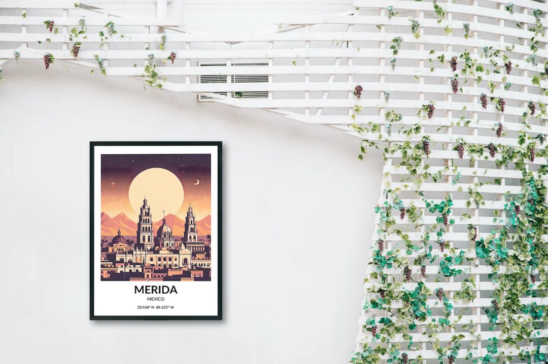Merida, Mexico Poster, Retro Style | Mexico Travel Poster, Mexico Art ...