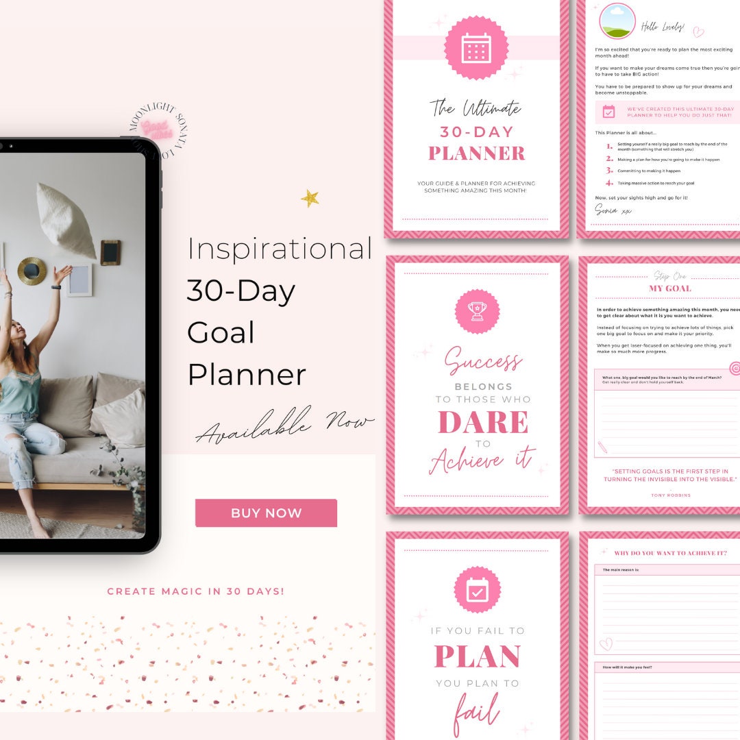 Ultimate 30-day Planner | Goal Planner Printable or Digital Workbook ...