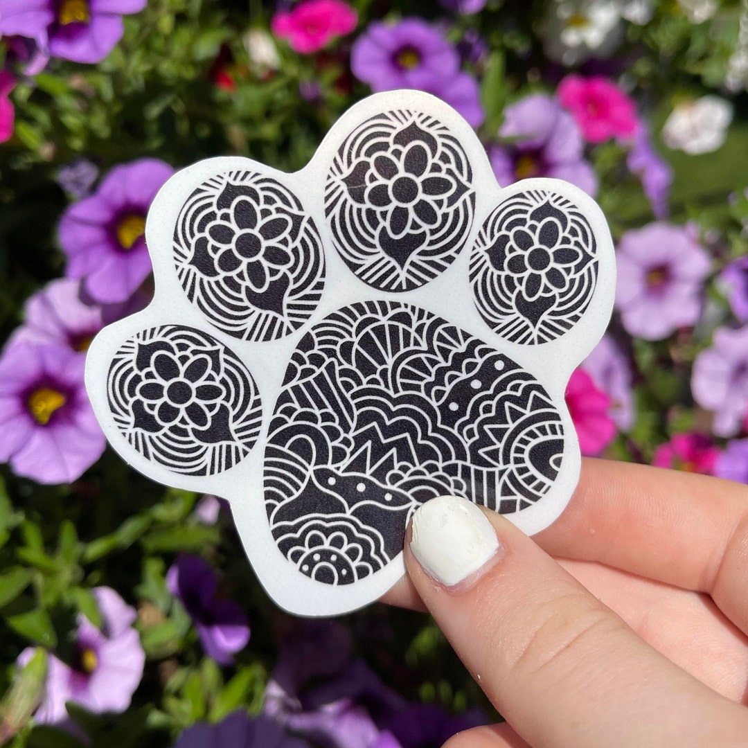 Cute Waterproof Black and White Paw Glossy Sticker for Laptop ...