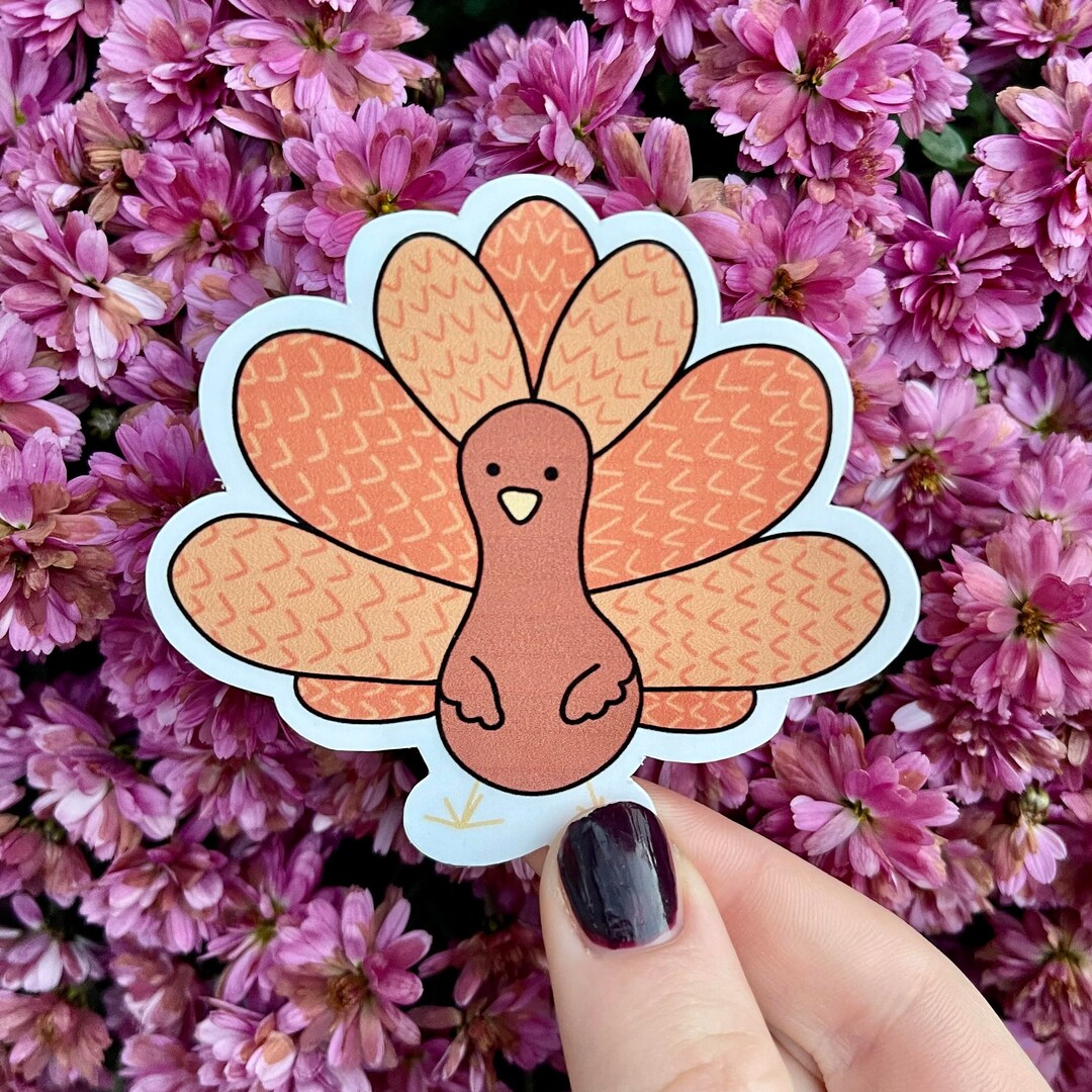 Cute Thanksgiving Turkey Trot Waterproof Glossy Sticker for Laptop ...