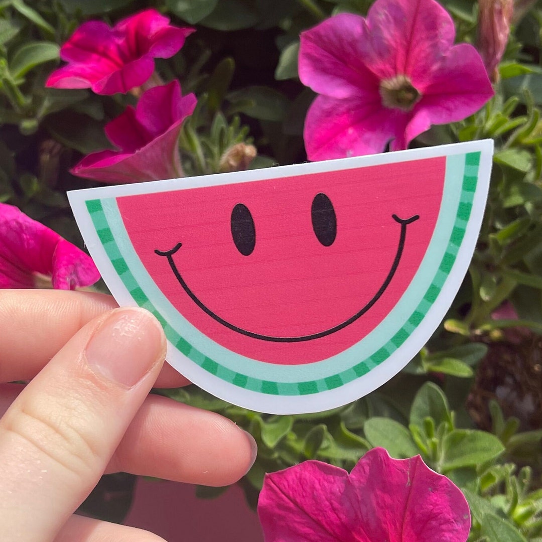 Cute Smile Smiley Face Watermelon Waterproof Glossy Sticker for Laptop ...