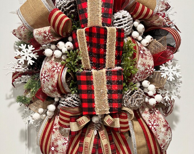 Rustic Stacked Gift Box Christmas Wreath: Front Door Decor - Etsy