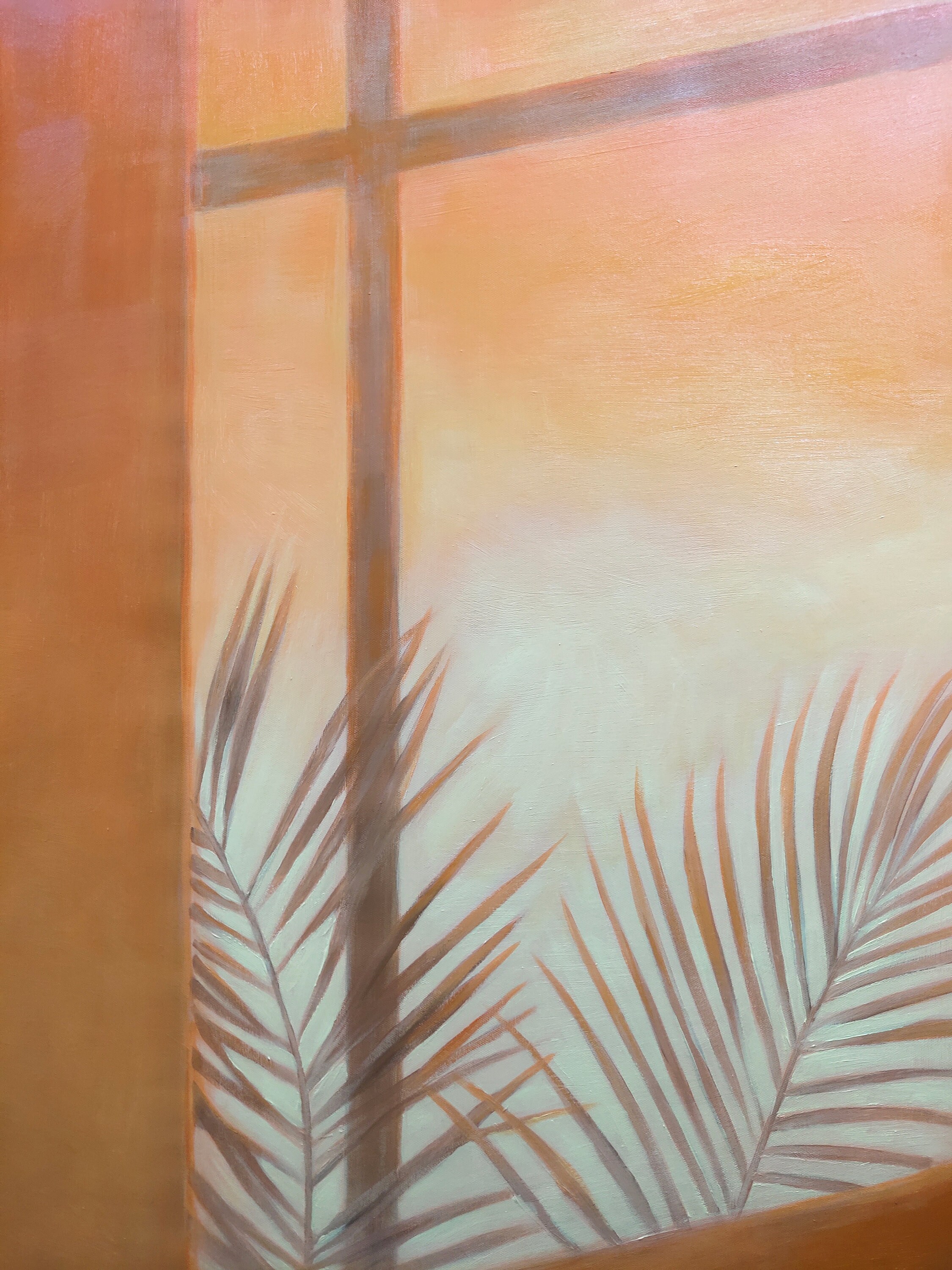 Abstract Window Shadow Landscape Painting Beautiful Sunrise Light Hand ...