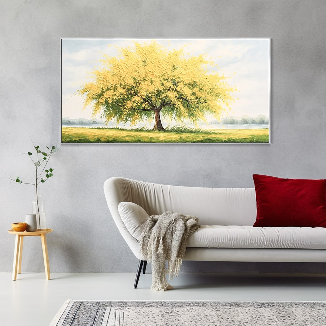 3D Textured Hand Art Abstract Tower-style Tree Oil Painting Knife ...