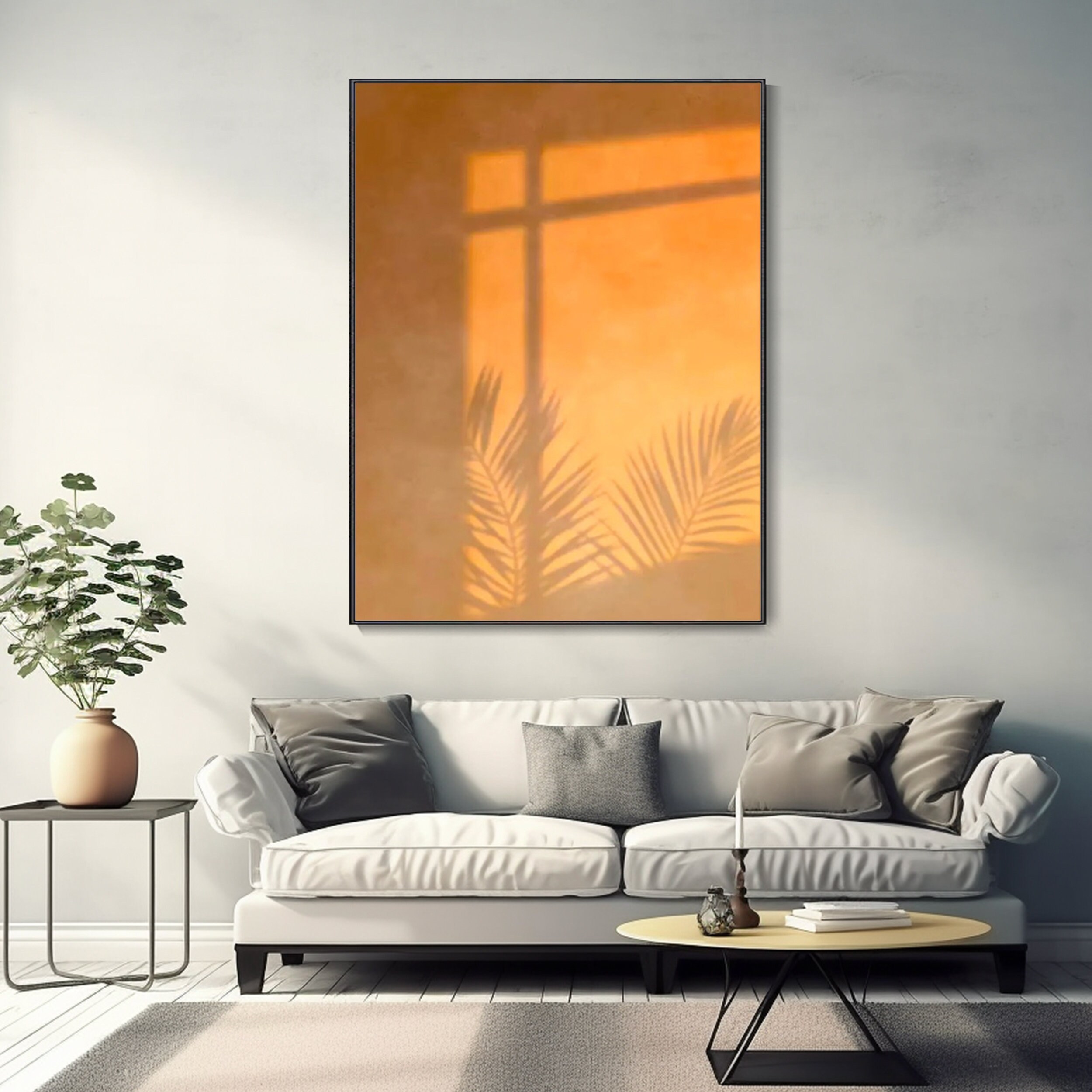 Abstract Window Shadow Landscape Painting Beautiful Sunrise Light Hand ...