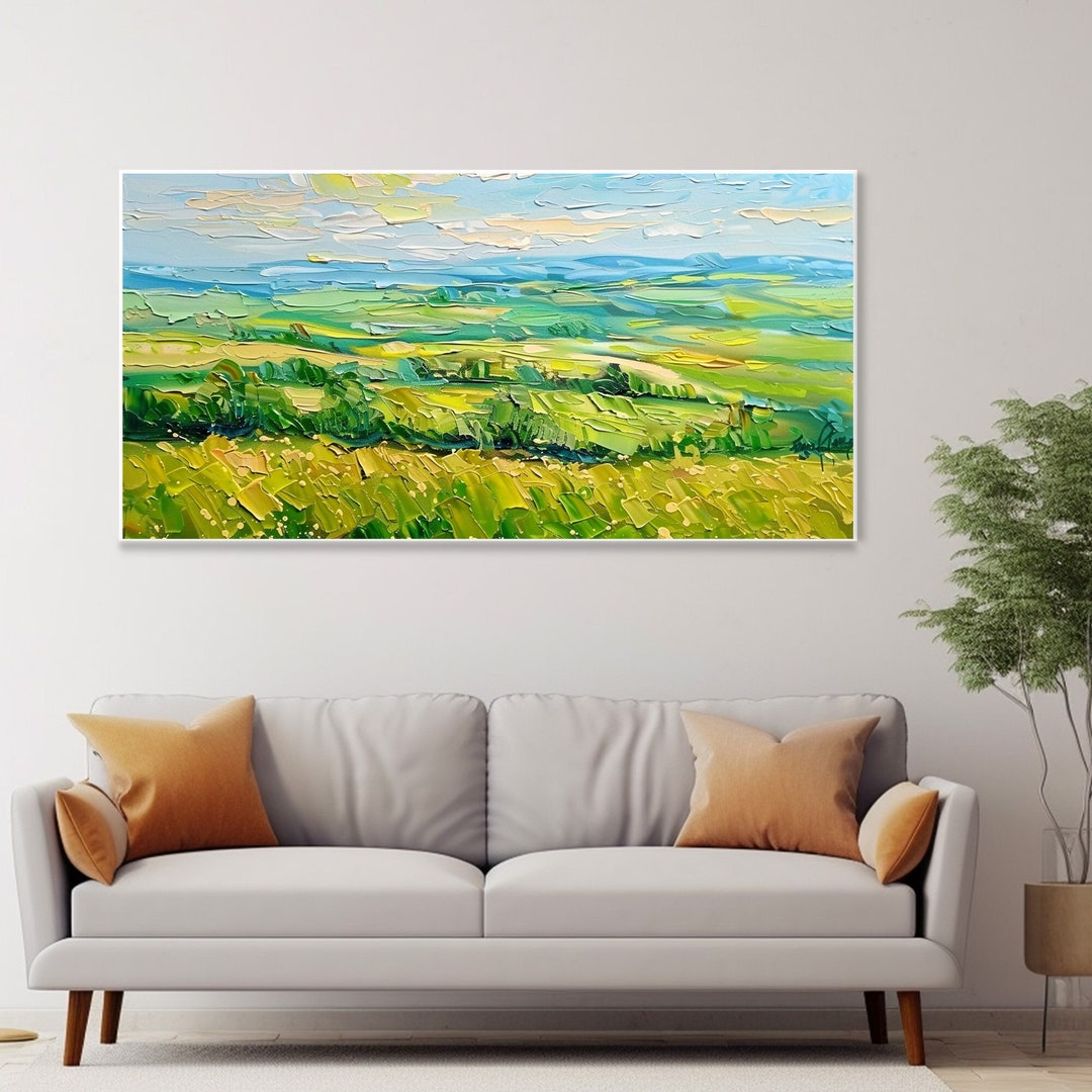 Abstract Green Forest Landscape Outdoor Nature Canvas Oil Painting 3D ...