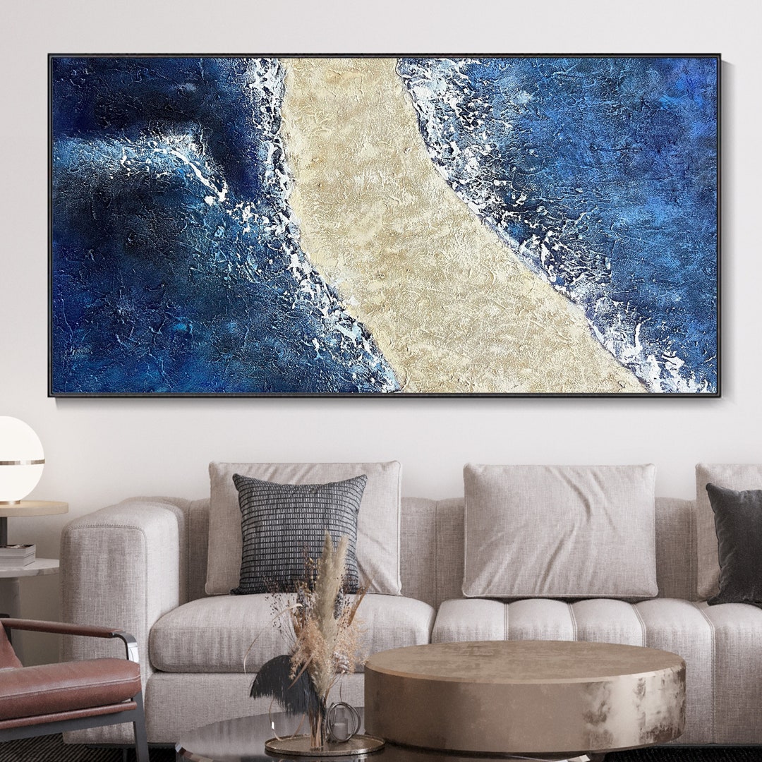 Hand Original Cobalt Blue Ocean Canvas Oil Painting Abstract - Etsy