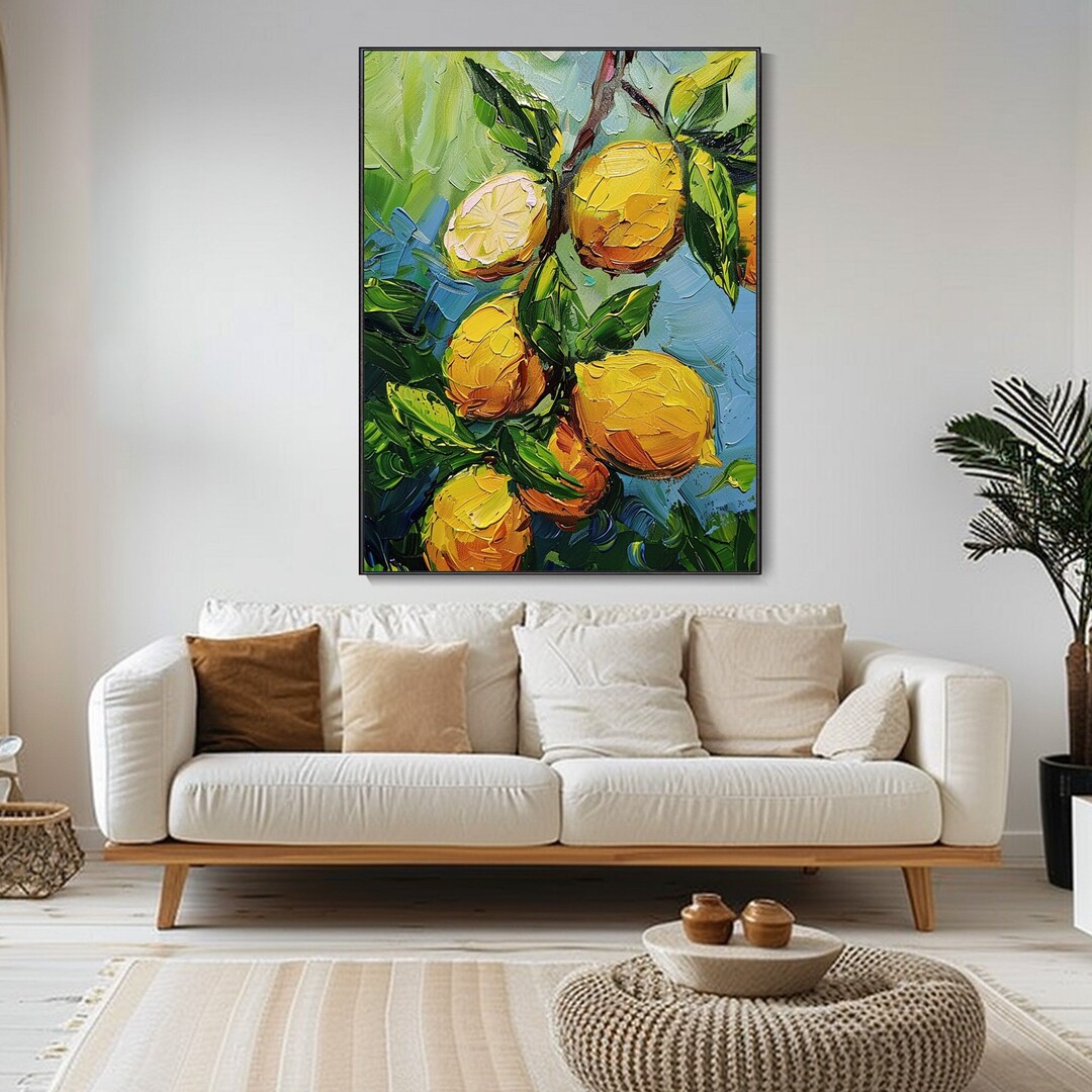 Sunny Citrus Orchard Landscape Spring Plant Decor Art Yellow Lemon ...