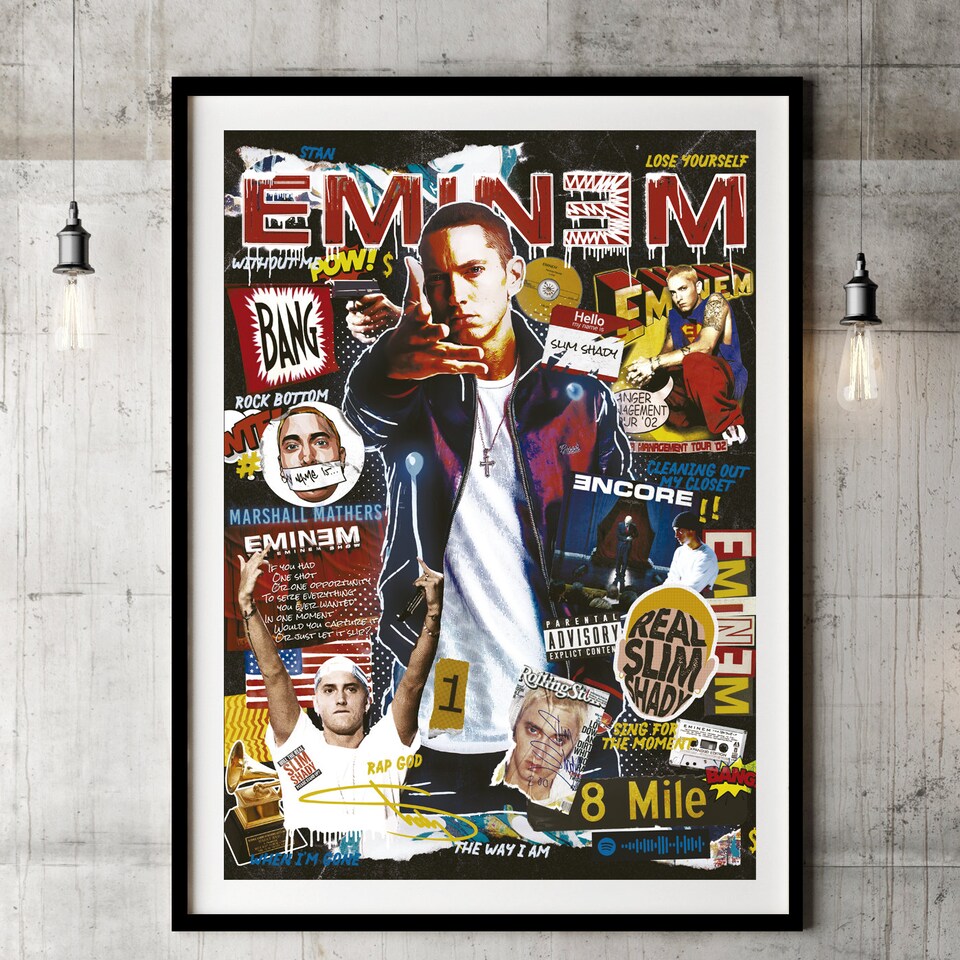 Eminem Poster, Rapper Wall Art, Gift for boyfriend, Mens Gift ...
