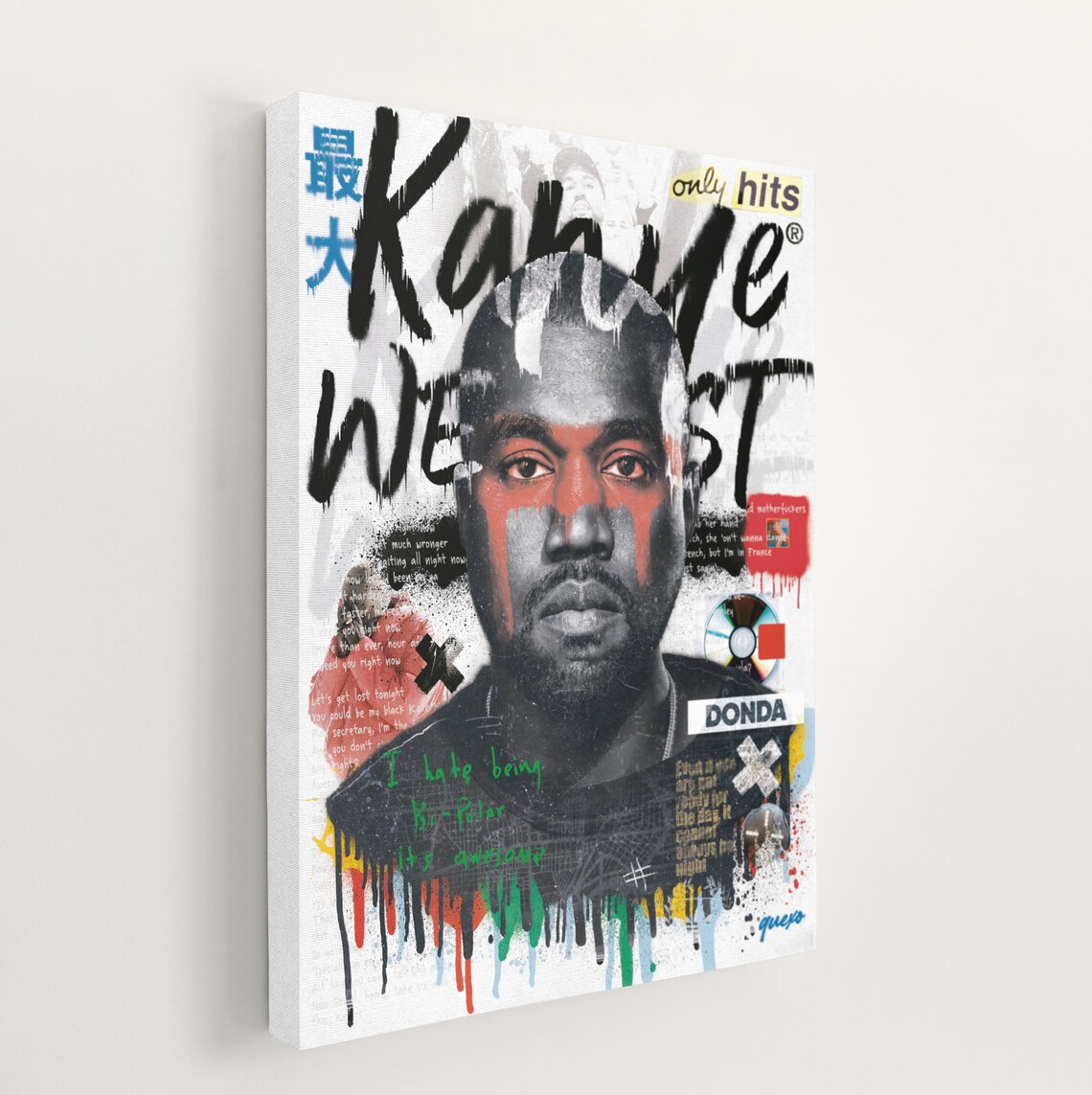 Kanye West Inspired Poster, Ye Art, Rapper Wall Art, Rapper Poster, Hip ...