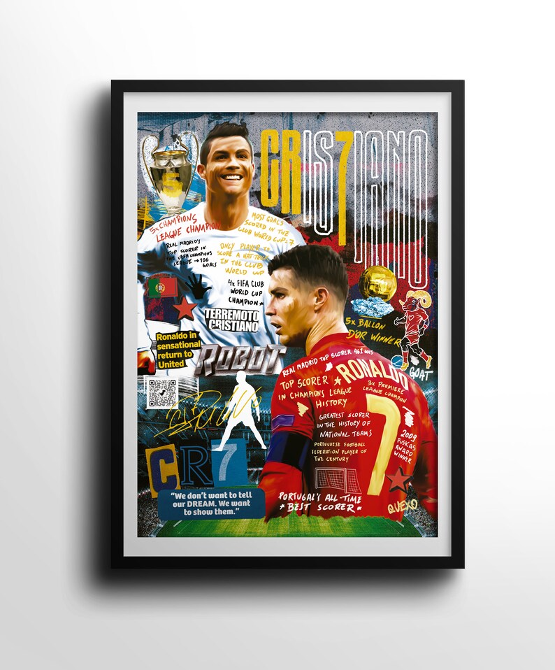 CR7 Cristiano Ronaldo Poster Manchester United Sports Wall | Etsy