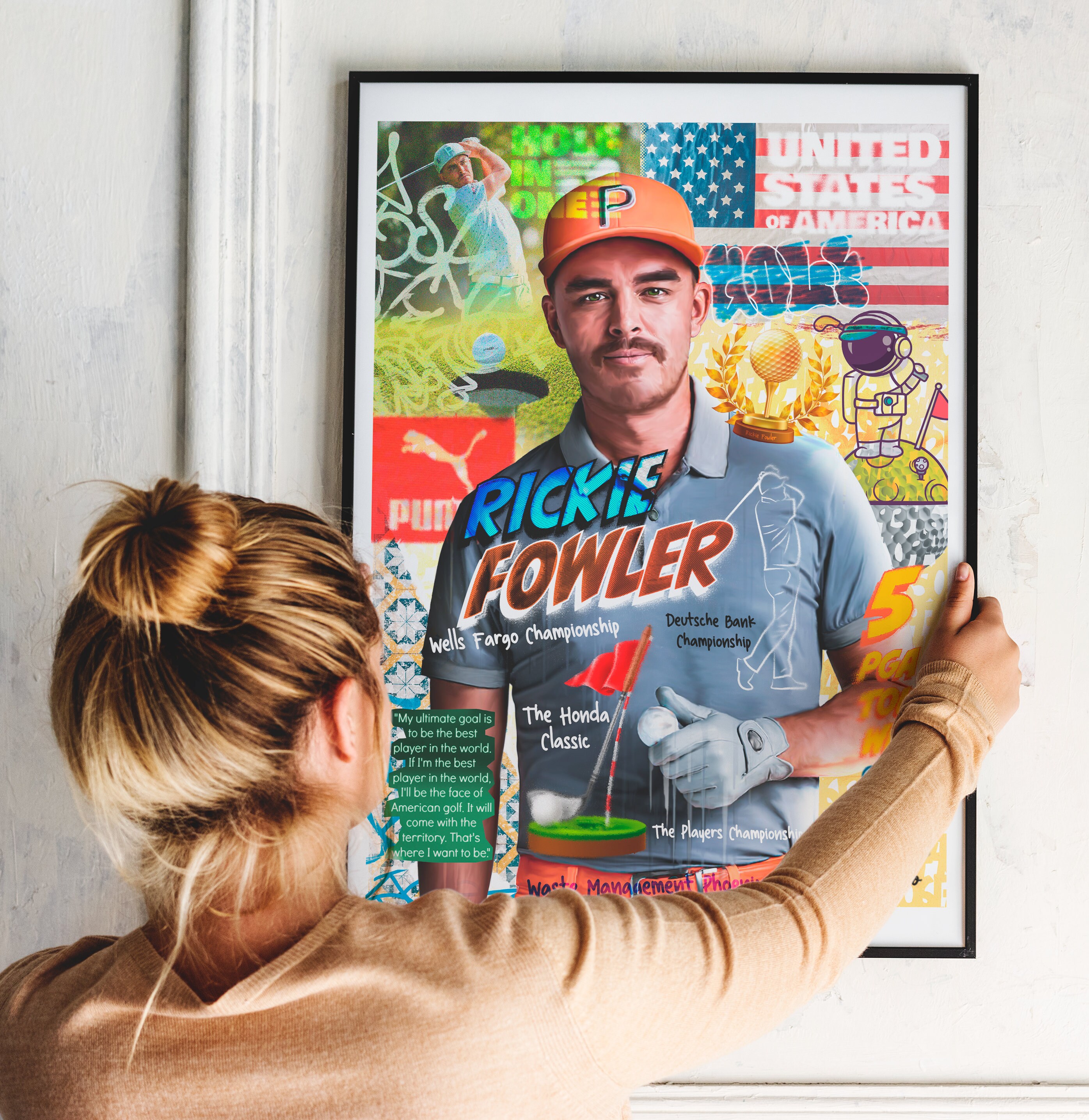 Rickie Fowler Poster, Golfer, Golf Art, Print, Perfect Gift, Sport ...