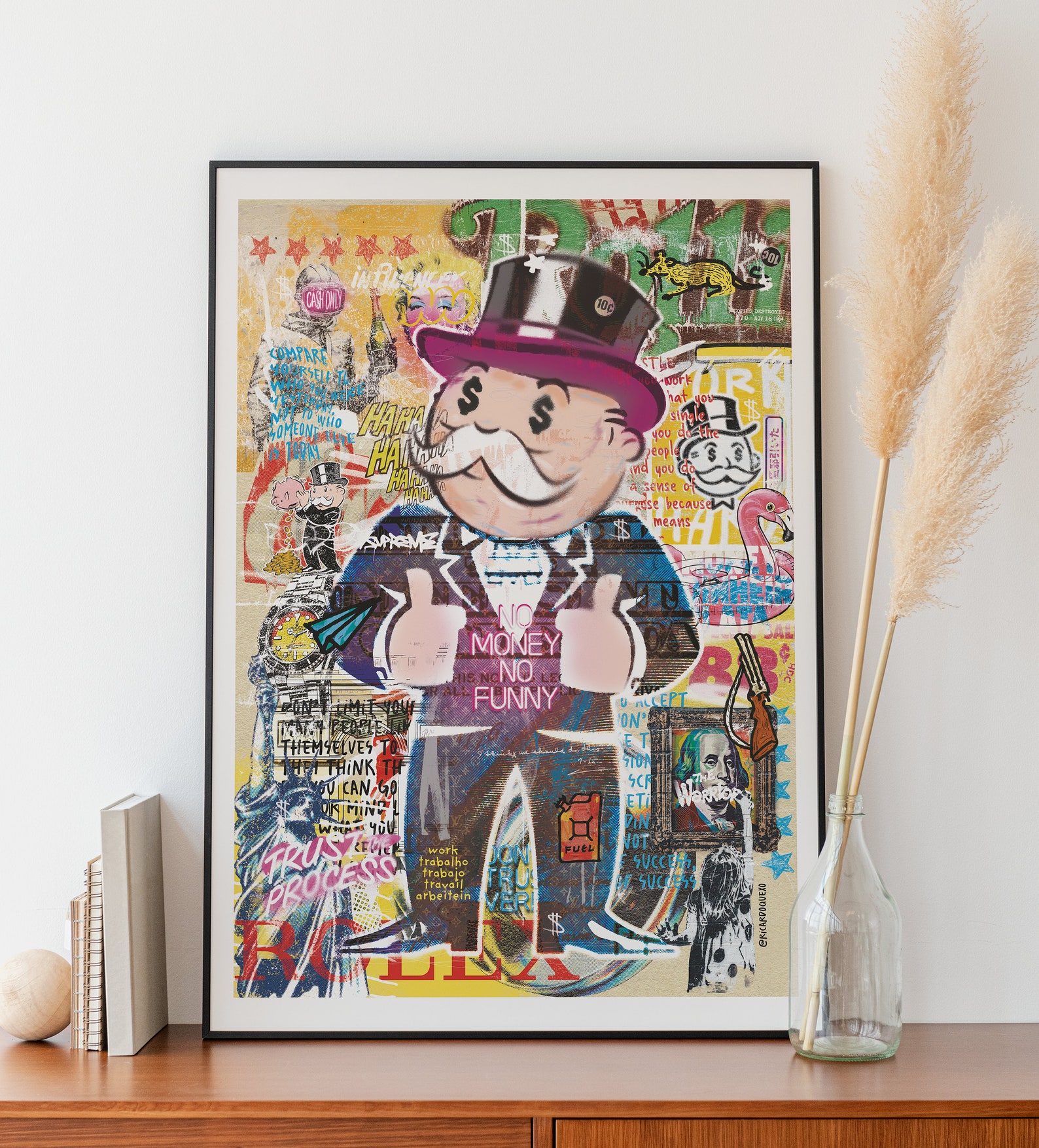Monopoly Poster, No Money No Funny, Modern Wall Decor, Finance, Pop Art ...