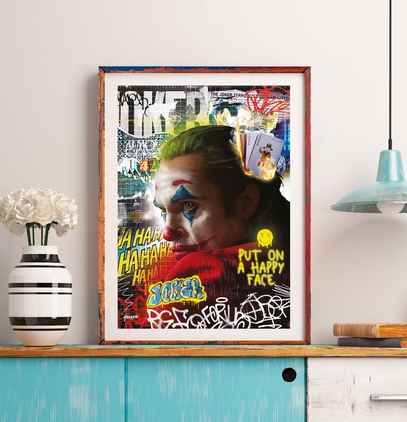 Joker Poster, Joaquin Phoenix, Graffiti Canvas Wall Art, Modern Art - Etsy