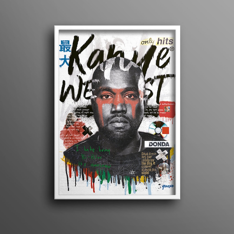 Kanye West Inspired Poster, Ye Art, Rapper Wall Art, Rapper Poster, Hip ...