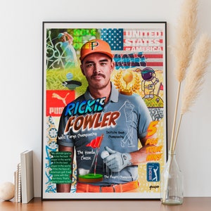 Rickie Fowler Poster, Golfer, Golf Art, Print, Sport, Golf Wall Decor ...