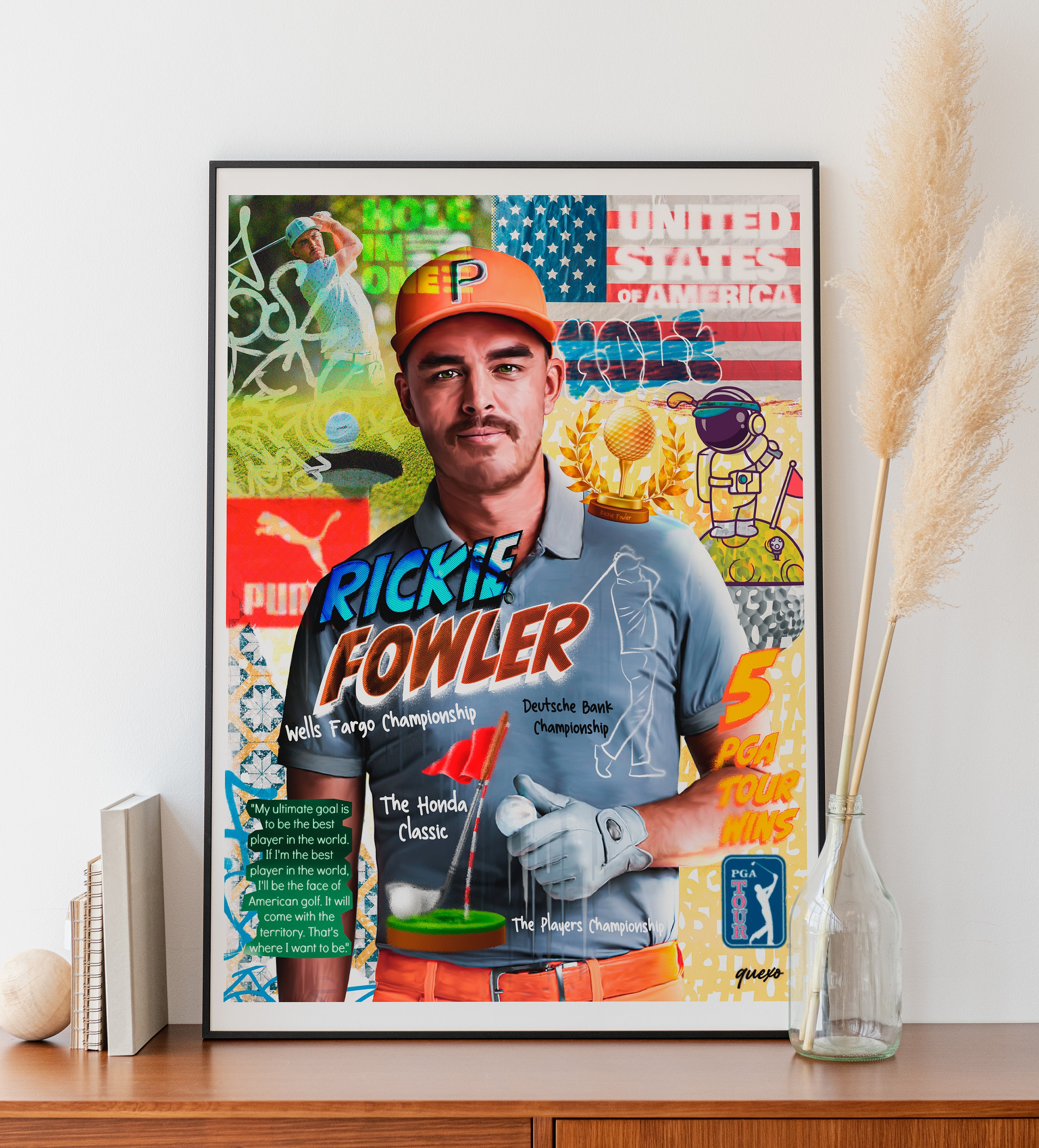 Rickie Fowler Poster, Golfer, Golf Art, Print, Perfect Gift, Sport ...