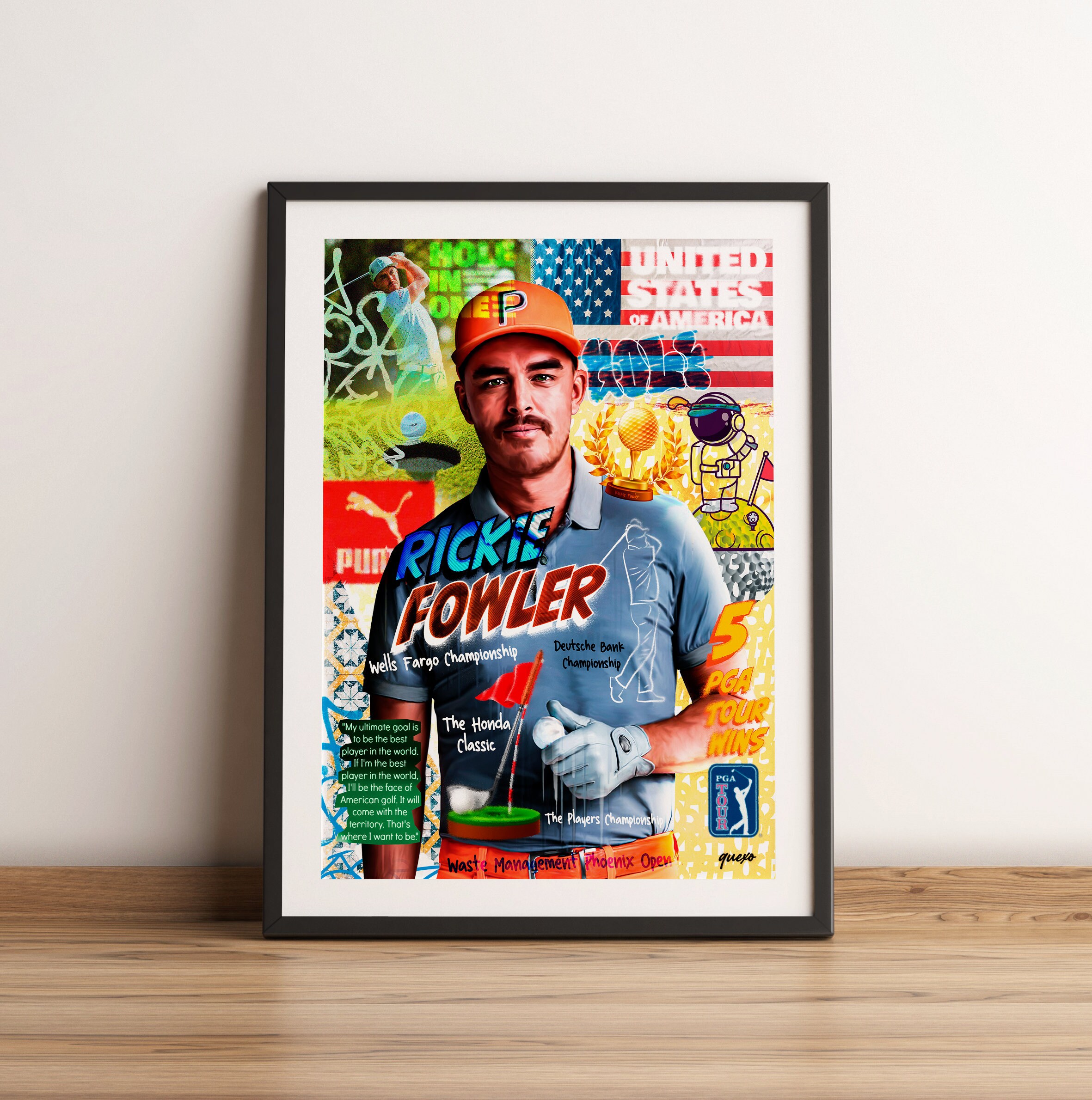 Rickie Fowler Poster, Golfer, Golf Art, Print, Sport, Golf Wall Decor ...