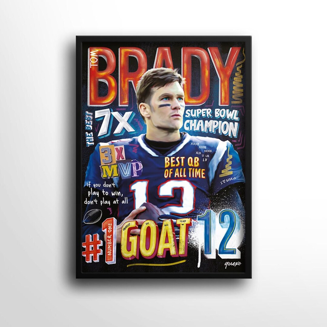 Tom Brady Poster, Super Bowl, Football Print, Sports Wall Art, Kids ...