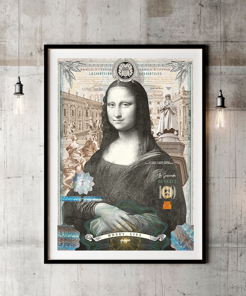 Money Lisa Poster Mona Lisa Banksy Style Modern Wall Decor - Etsy