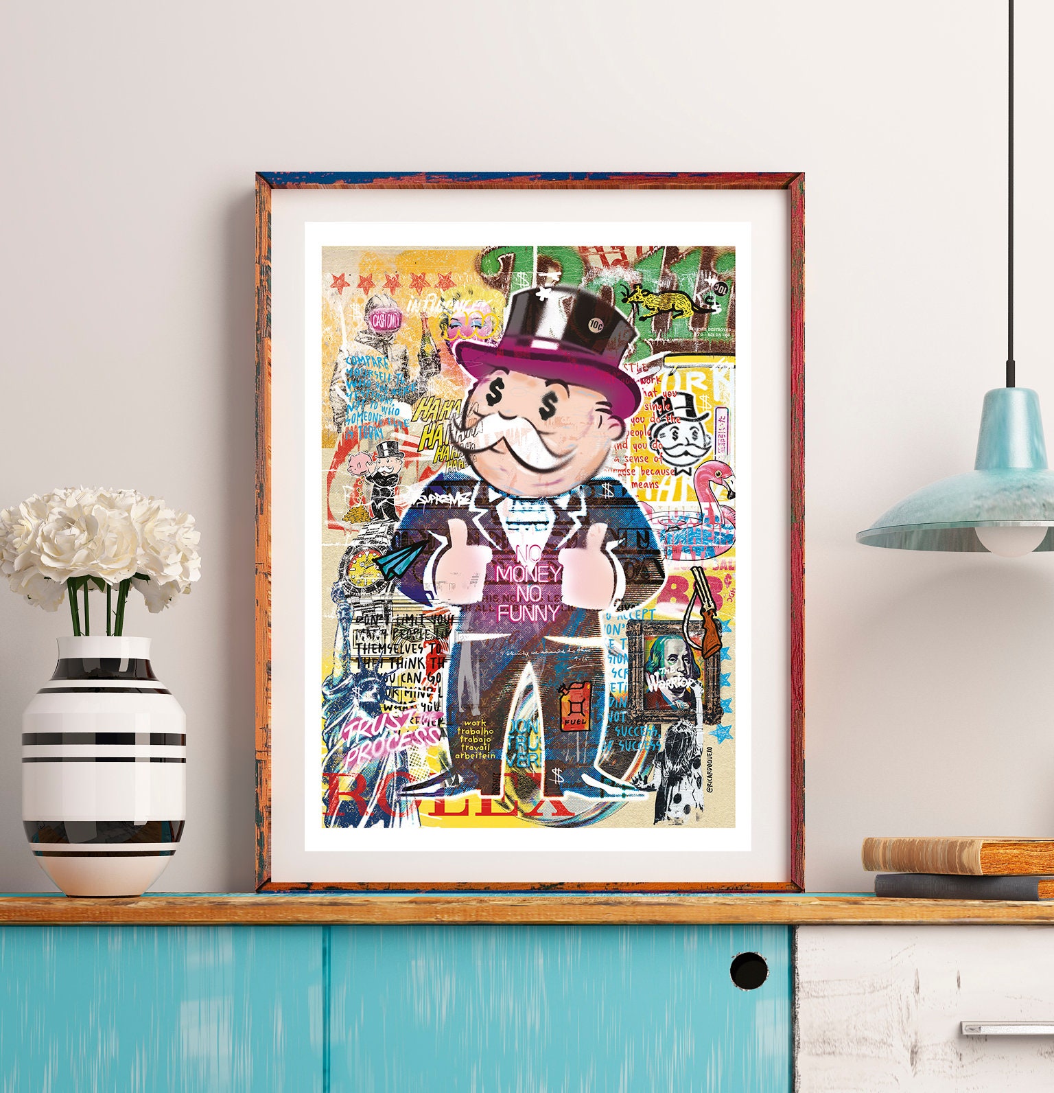Monopoly Poster, No Money No Funny, Modern Wall Decor, Finance, Pop Art ...