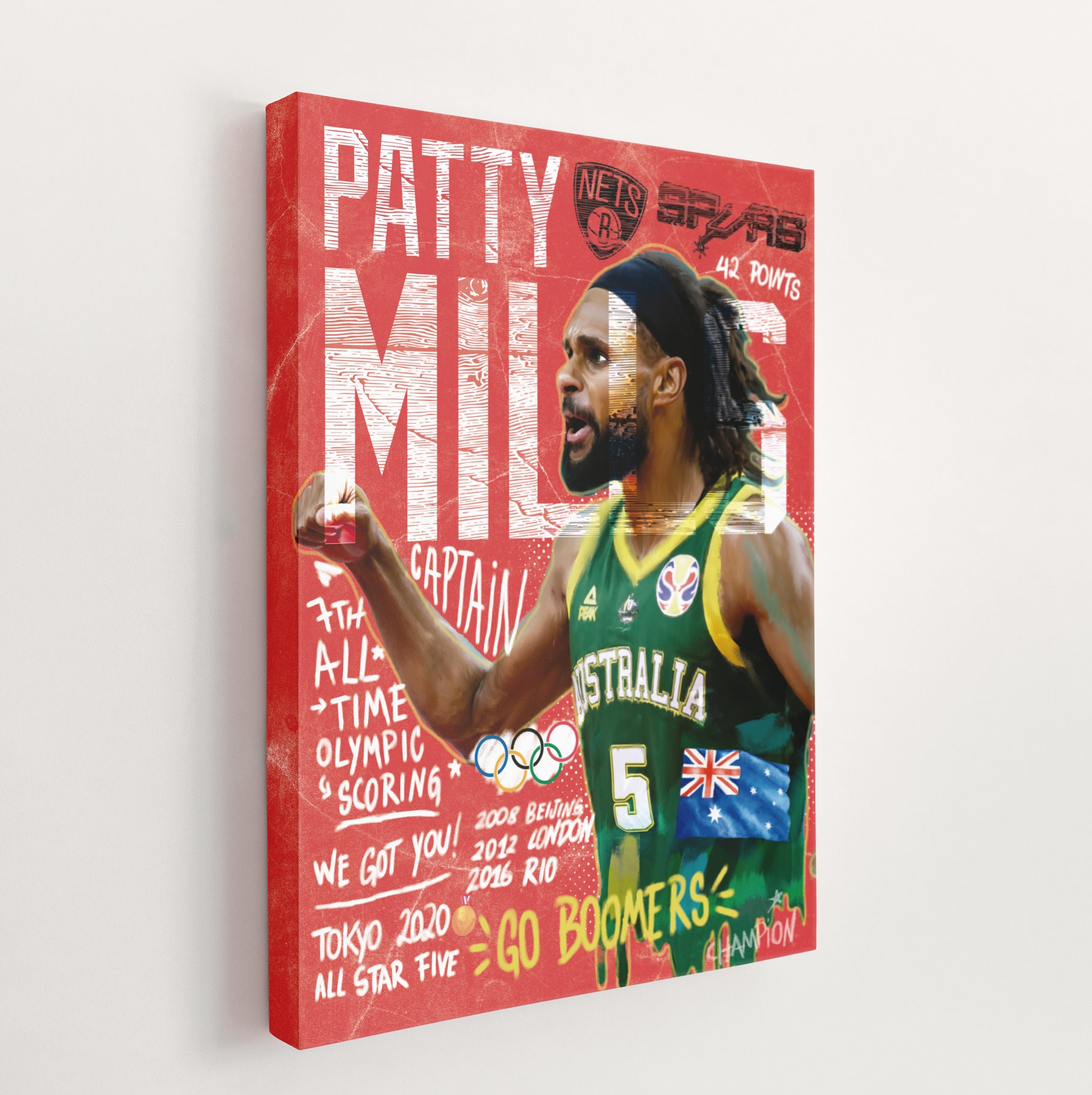 Patty Mills Poster, San Antonio Spurs, Boomers, Gift for Boyfriend ...