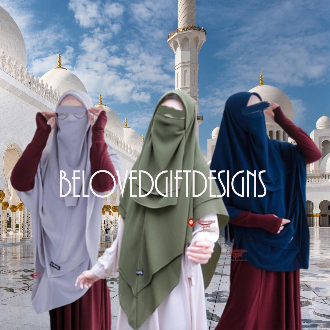 Khimar Instant Rose 2 Layer Free Veil Rope, Instan Hijab With Niqab ...