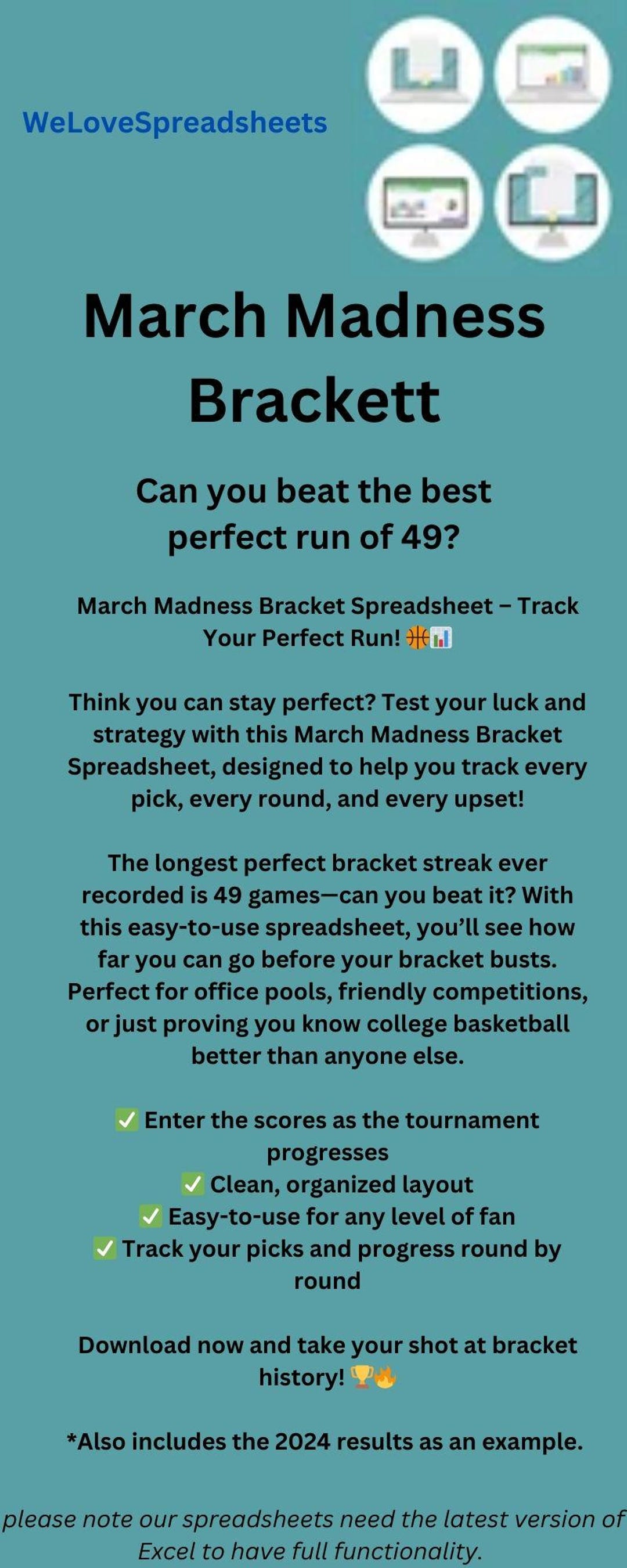 March Madness 2025 Tournament Bracket Spreadsheet - Etsy
