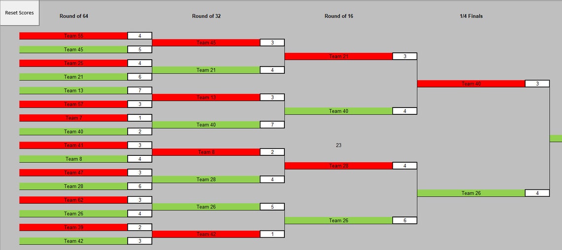 32 Team Tournament Bracket Spreadsheet - Etsy