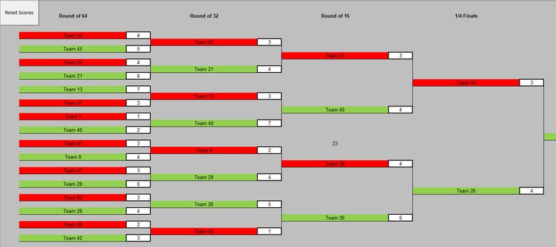 32 Team Tournament Bracket Spreadsheet - Etsy