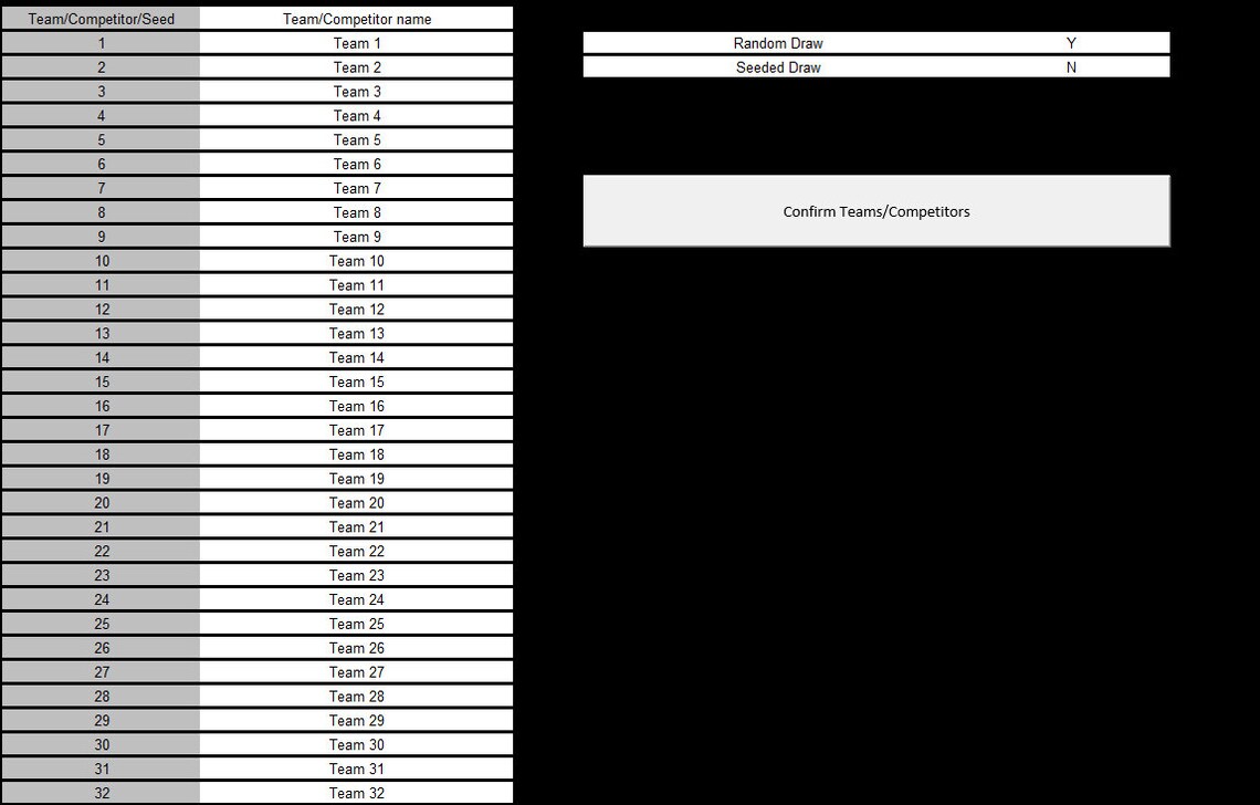 32 Team Tournament Bracket Spreadsheet - Etsy