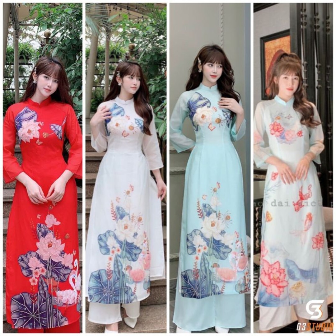 Lotus Flower Innovation Dress-áo Dài Cách Tân Hoa Sen Ao Dai - Etsy