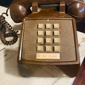 Vintage Brown Push Button Telephone From the 1980s - Etsy