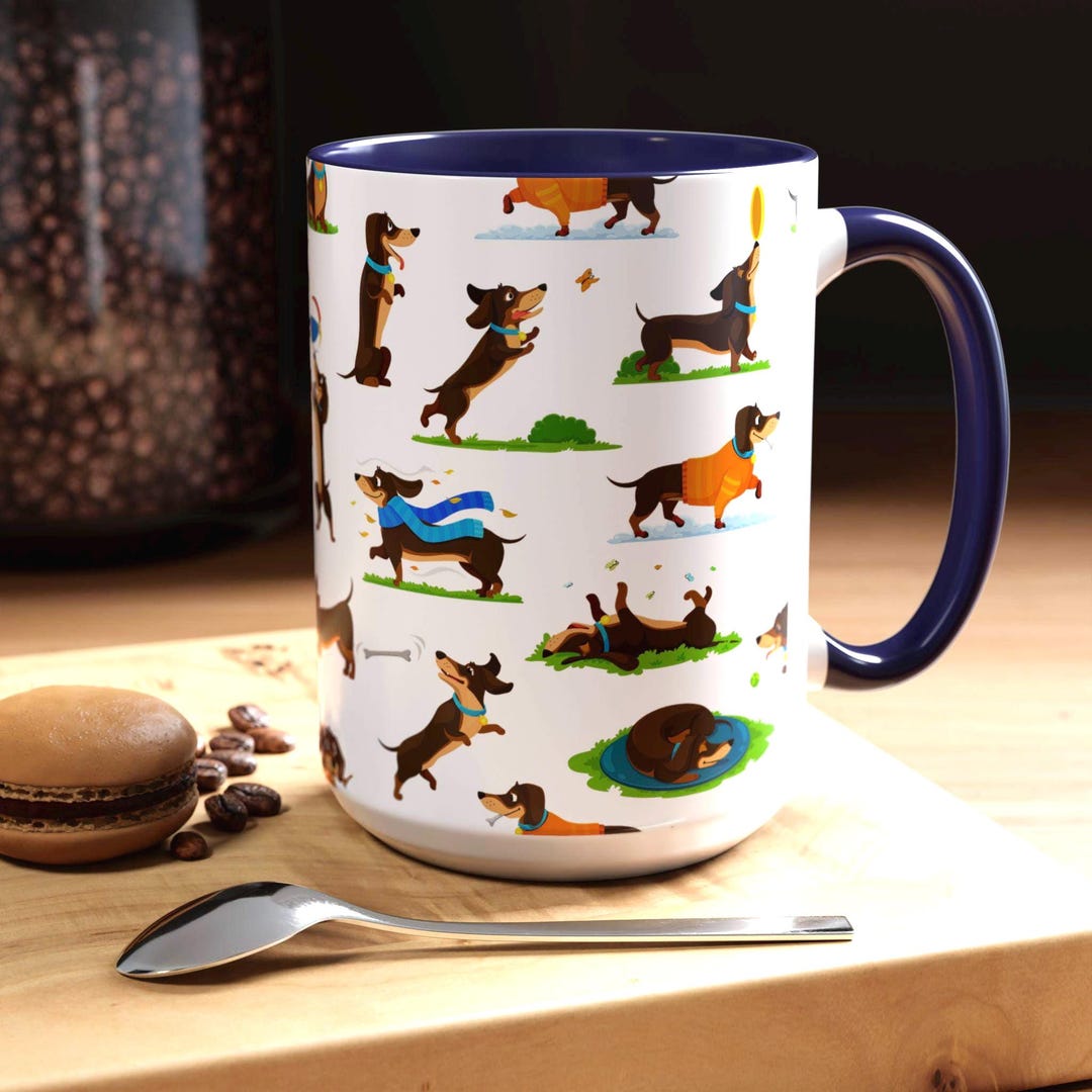 Dachshund Coffee Mug: Weiner Dog Lover Gift, Hot Dog Typography - Etsy