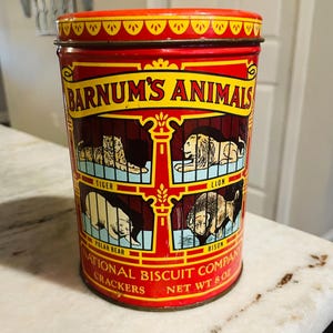 Vintage Animal Crackers Tin Container, Has Signs of Age dent and as ...