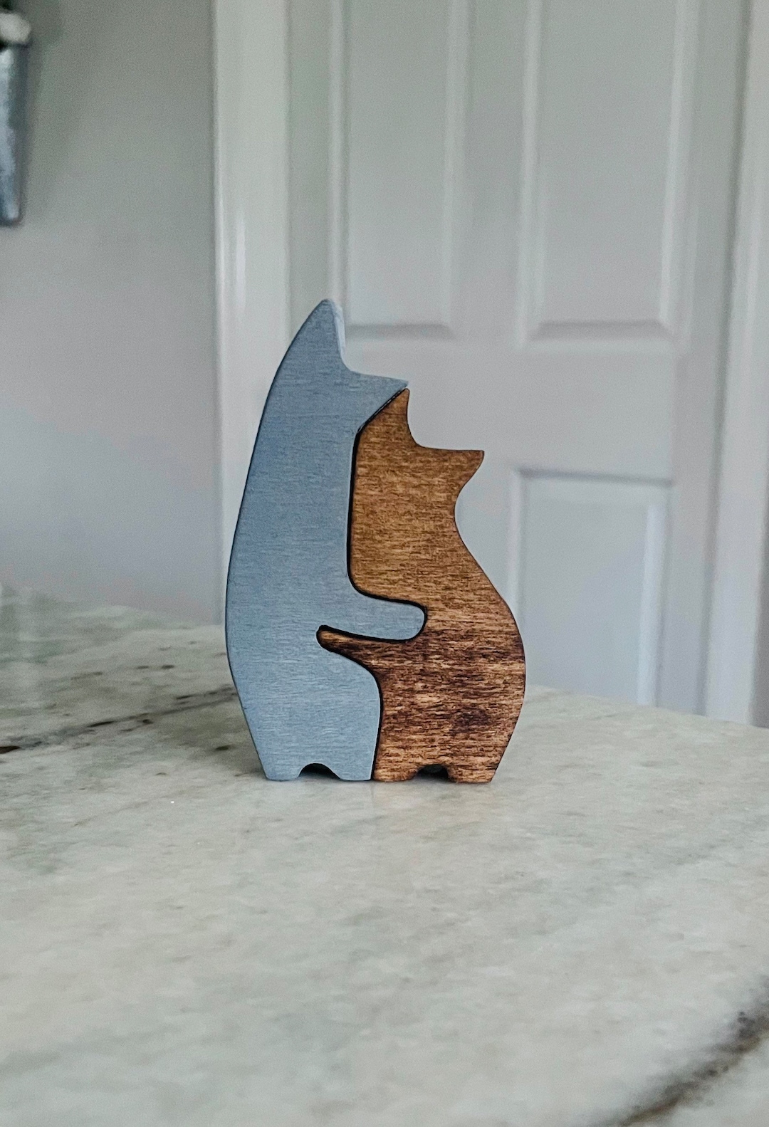 Handmade Hugging Cats Wooden Puzzle: Reclaimed Wood Ornament - Etsy