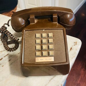 Vintage Brown Push Button Telephone From the 1980s - Etsy