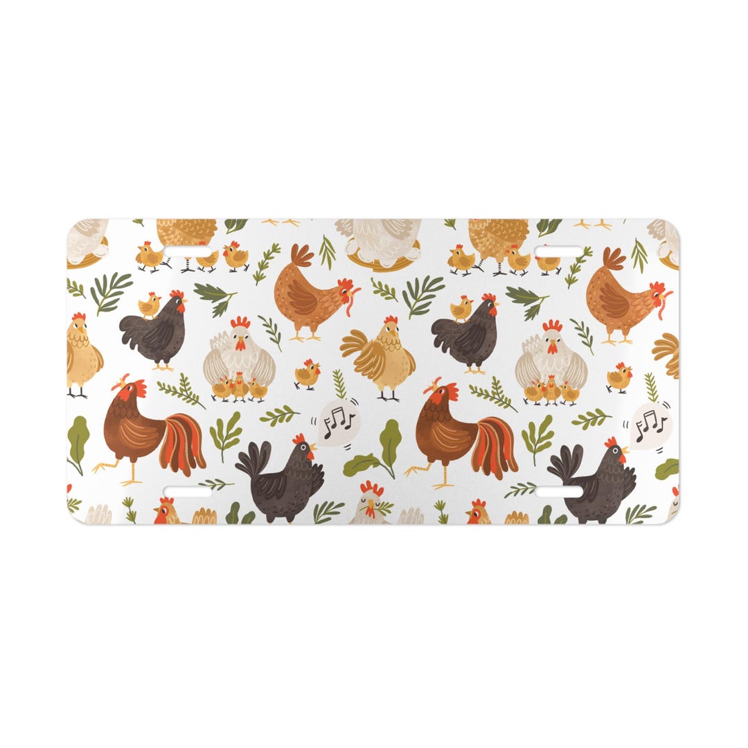 Rooster & Chicken License Plate: Farmhouse Decor Auto Tag - Etsy