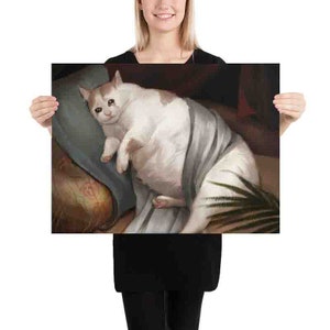 Fat Cat Crying Poster, Funny Chonk Painting Meme Wall Art, Ugly ...