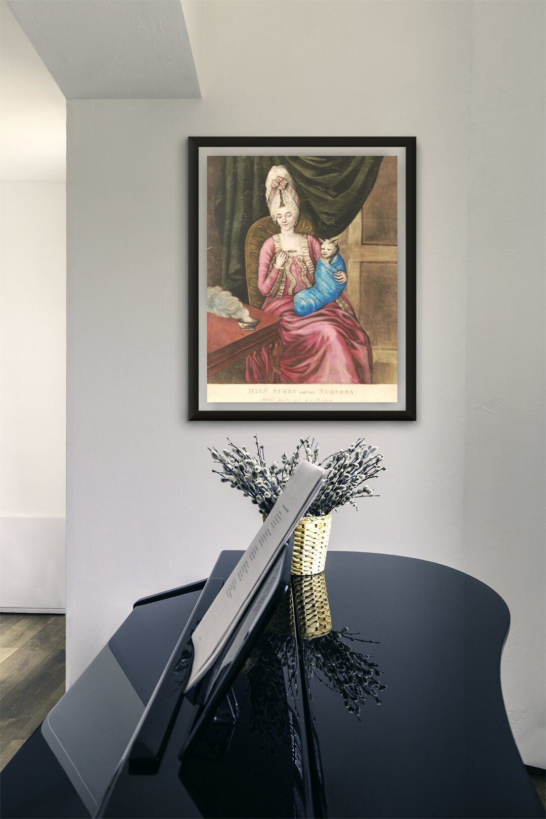 Medieval Cat Print, Miss Sukey and Her Nursery, Premium Matte Paper ...