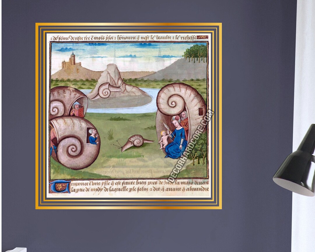 Medieval Conch City Square Poster, Slugs in Rural Landscape Scenery ...