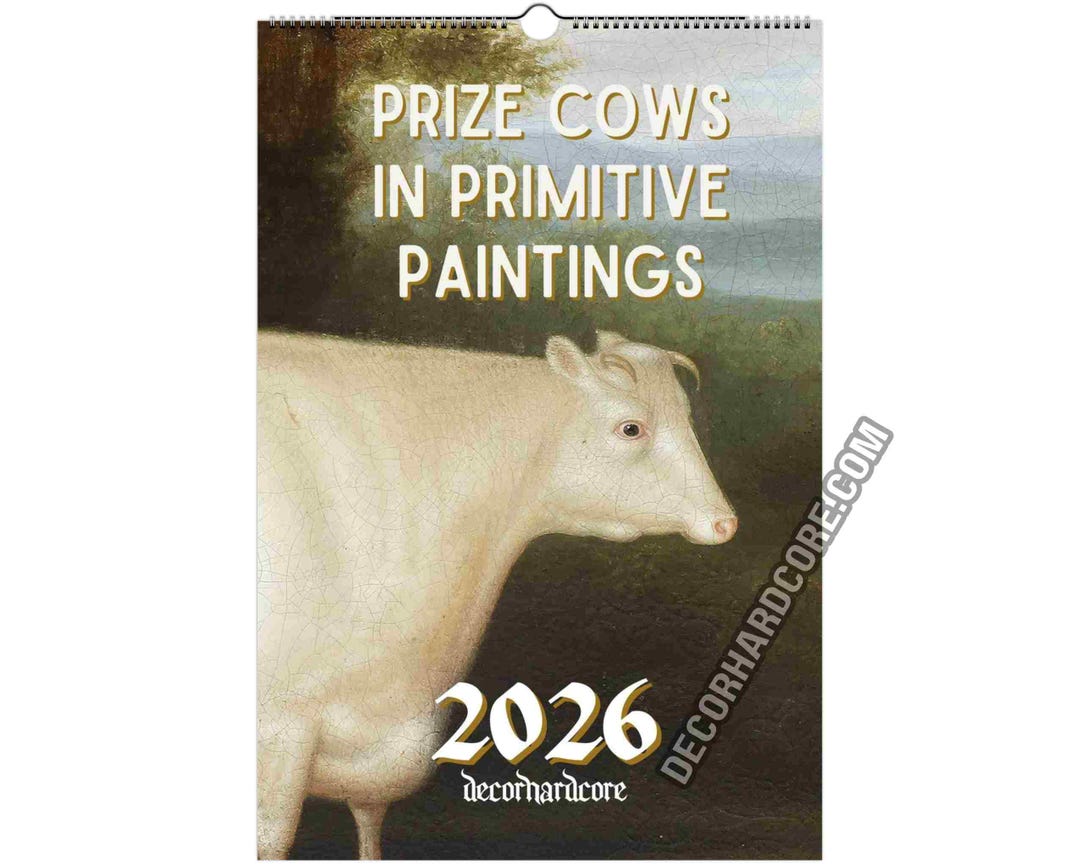 Prize Winning Cows in Primitive Painting 2026 Wall Calendar With Hook ...